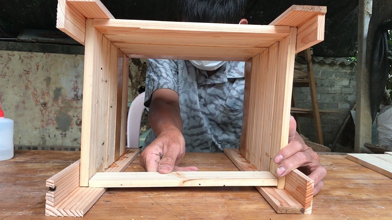 Woodworking Ideas From Wood Chip Pallets // DIY Wooden Trash Cans With ...