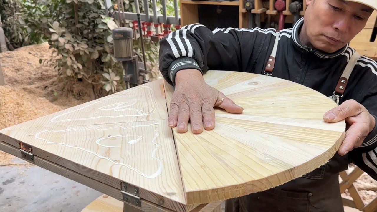 Transform A Table From Square To Round In Seconds // DIY Unique Wooden ...